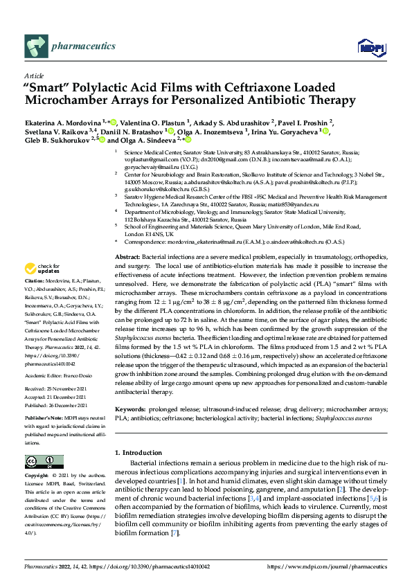 (PDF) “Smart” Polylactic Acid Films with Ceftriaxone Loaded ...