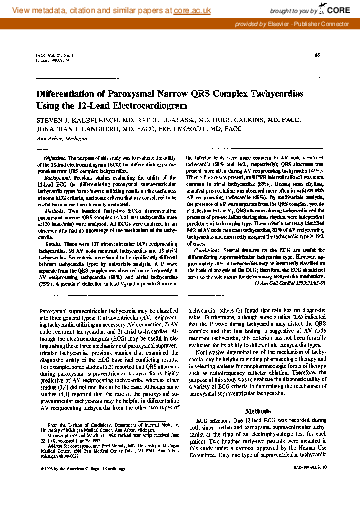 (PDF) Differentiation of paroxysmal narrow QRS complex tachycardias ...