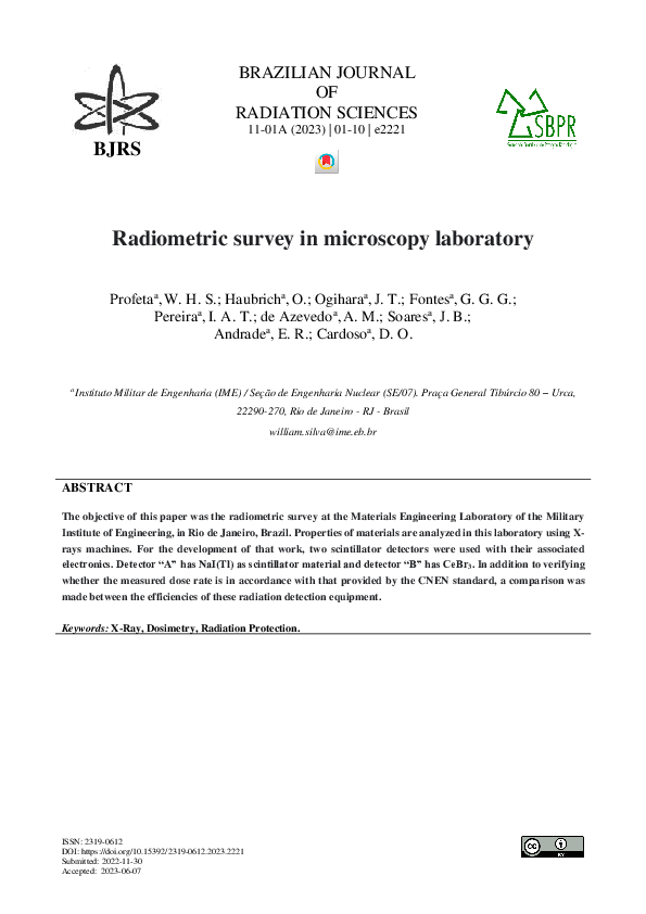 Pdf Radiometric Survey In Microscopy Laboratory William Henrique Silva Profeta