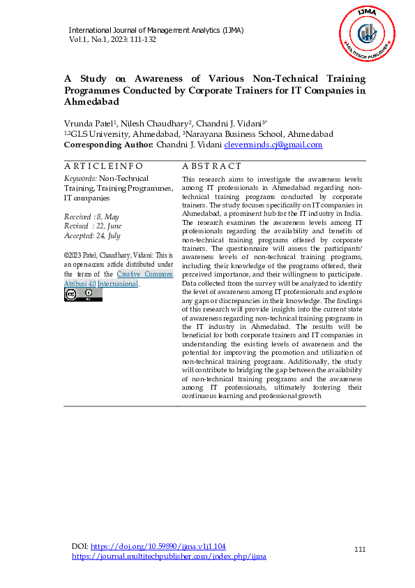 (PDF) A Study on Awareness of Various Non-Technical Training Programmes ...