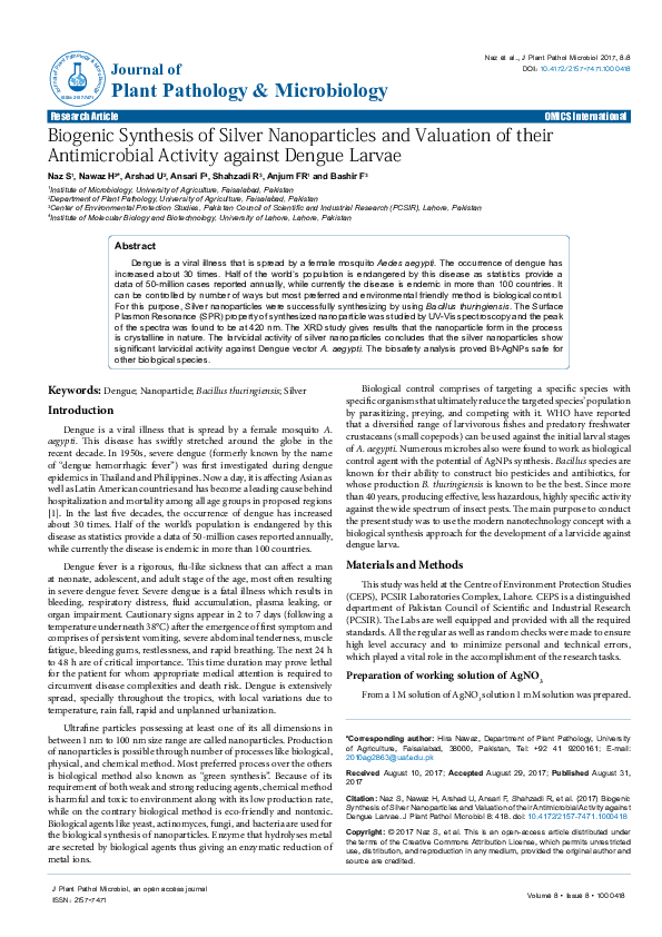 (PDF) Biogenic synthesis of silver nanoparticles and their synergistic effect with antibiotics ...