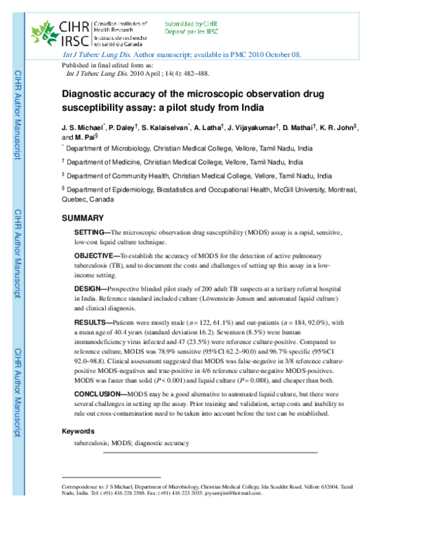 (PDF) Diagnostic Accuracy of Microscopic Observation Drug ...