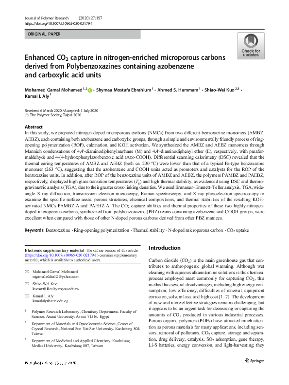 (PDF) Enhanced CO2 capture in nitrogen-enriched microporous carbons derived from ...
