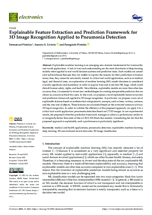 Pdf Explainable Feature Extraction And Prediction Framework For 3d Image Recognition Applied