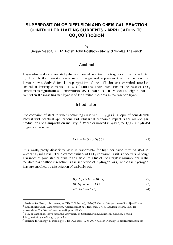 (PDF) Superposition of Diffusion and Chemical Reaction Controlled Limiting Currents-Application ...