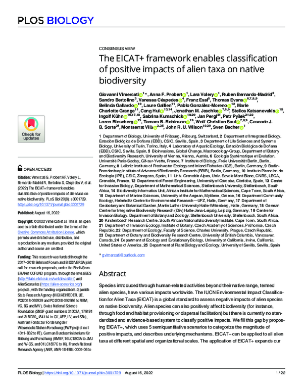 (PDF) The EICAT+ framework enables classification of positive impacts ...