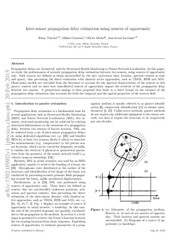 Pdf Inter Sensor Propagation Delay Estimation Using Sources Of