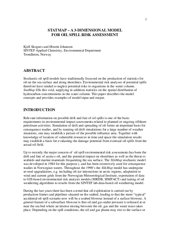 (PDF) Statmap—a 3-dimensional model for oil spill risk assessment