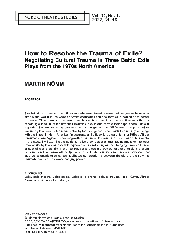 (PDF) How to Resolve the Trauma of Exile?
