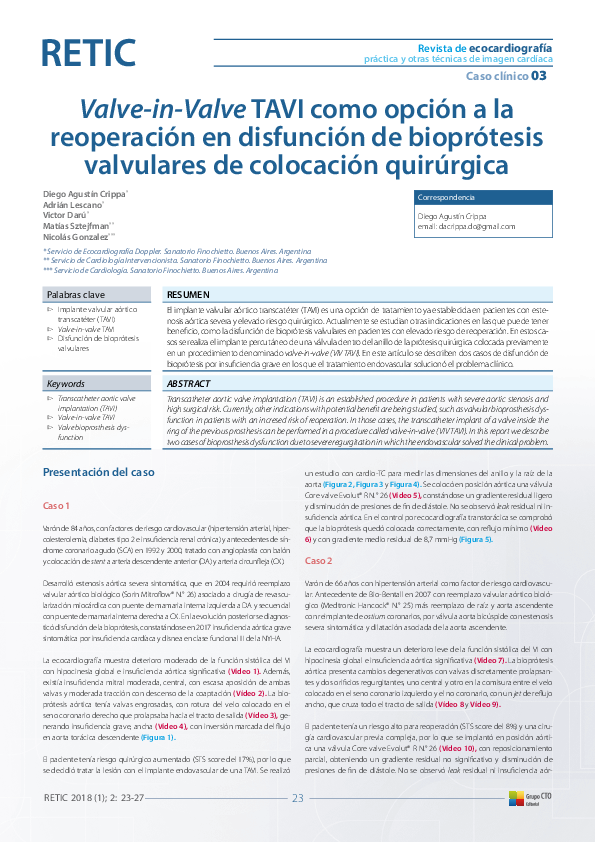 (PDF) Valve-in-Valve TAVI como opción a la reoperación en disfunción de ...