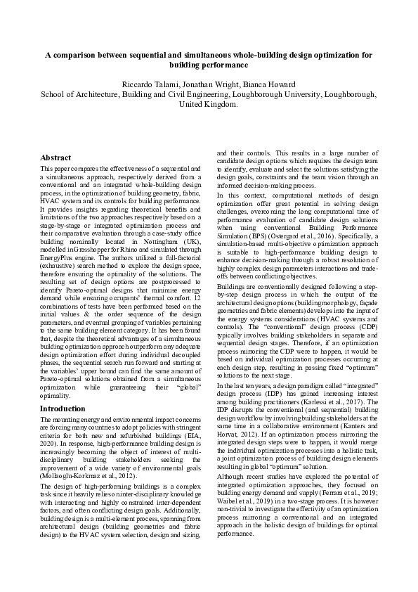 (PDF) A comparison between sequential and simultaneous whole-building ...