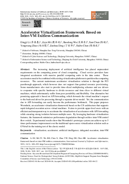 Pdf Accelerator Virtualization Framework Based On Inter Vm Exitless