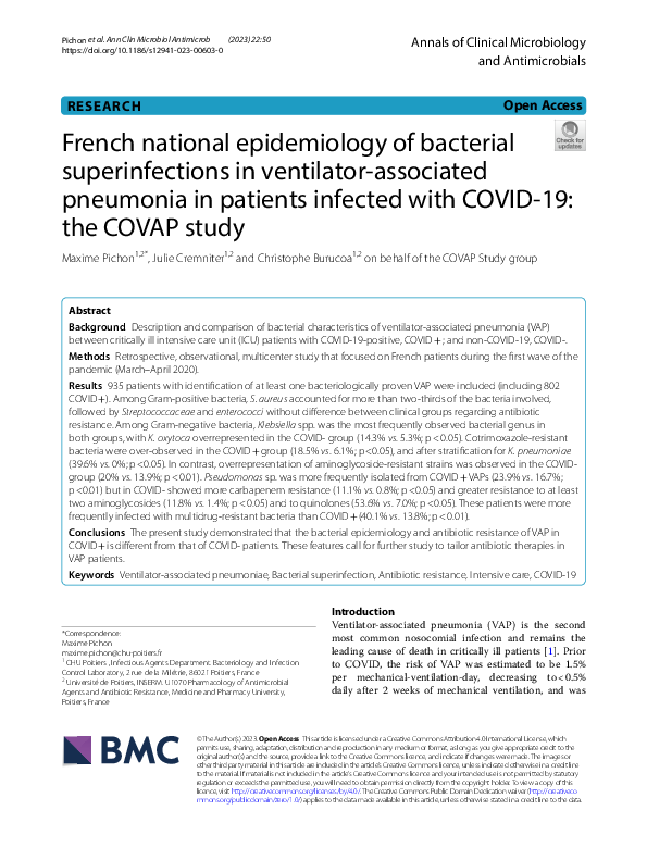 (PDF) French national epidemiology of bacterial superinfections in ...