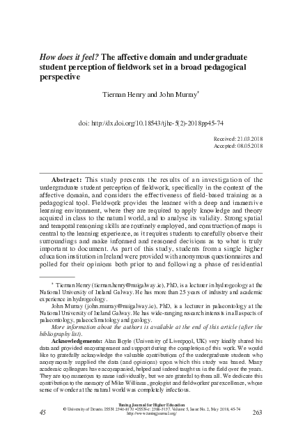 (PDF) How does it feel? The affective domain and undergraduate student ...