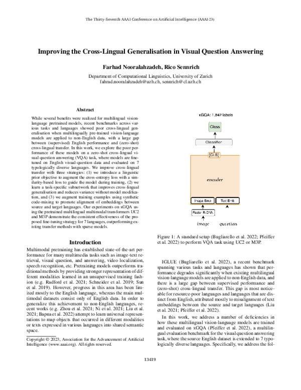 (PDF) Improving the Cross-Lingual Generalisation in Visual Question Answering