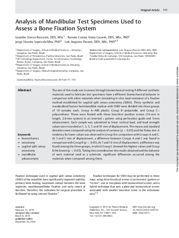 (PDF) Analysis of Mandibular Test Specimens Used to Assess a Bone ...