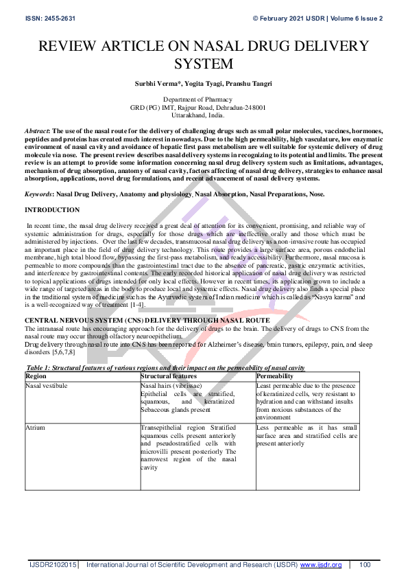 (PDF) On Nasal Drug Delivery System