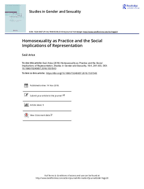 (PDF) Homosexuality as Practice and the Social Implications of ...