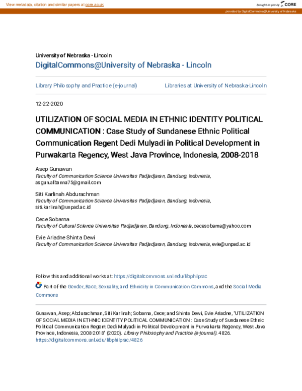 (PDF) UTILIZATION OF SOCIAL MEDIA IN ETHNIC IDENTITY POLITICAL ...
