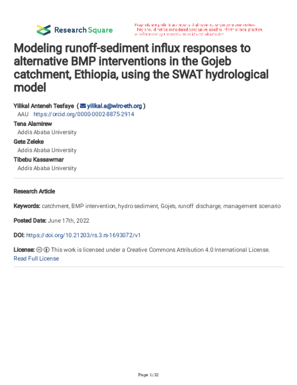 (PDF) Modeling runoff-sediment influx responses to alternative BMP ...