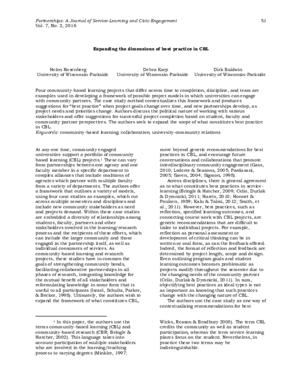 (PDF) Expanding the Dimensions of Best Practice in CBL