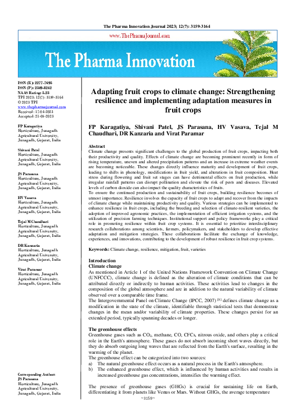 (PDF) Adapting fruit crops to climate change: Strengthening resilience ...