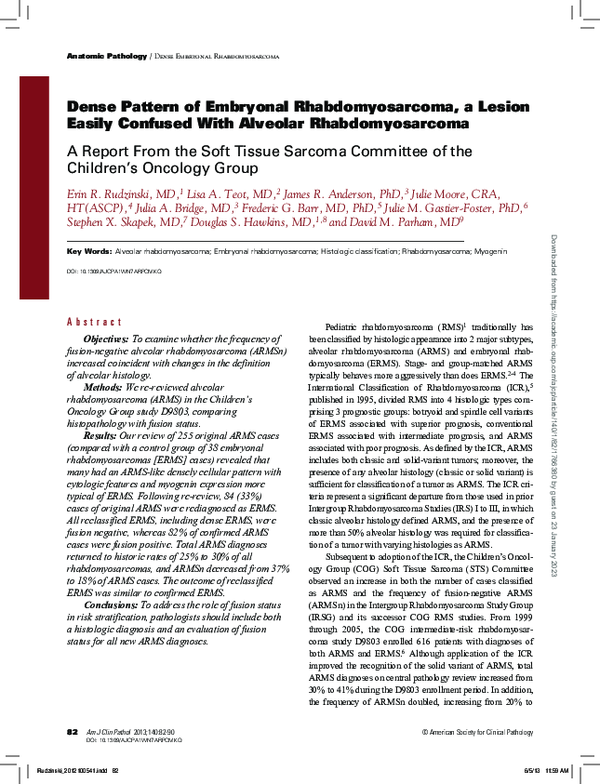 (PDF) Dense Pattern of Embryonal Rhabdomyosarcoma, a Lesion Easily ...