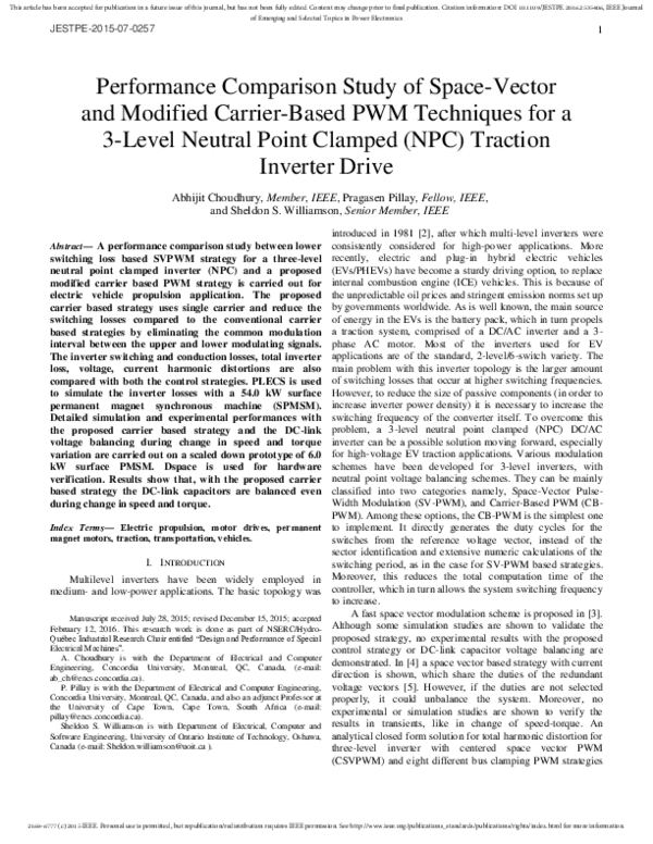 (PDF) A performance comparison study of space-vector and carrier-based PWM techniques for a 3 ...