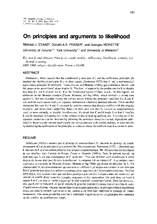 (PDF) On principles and arguments to likelihood