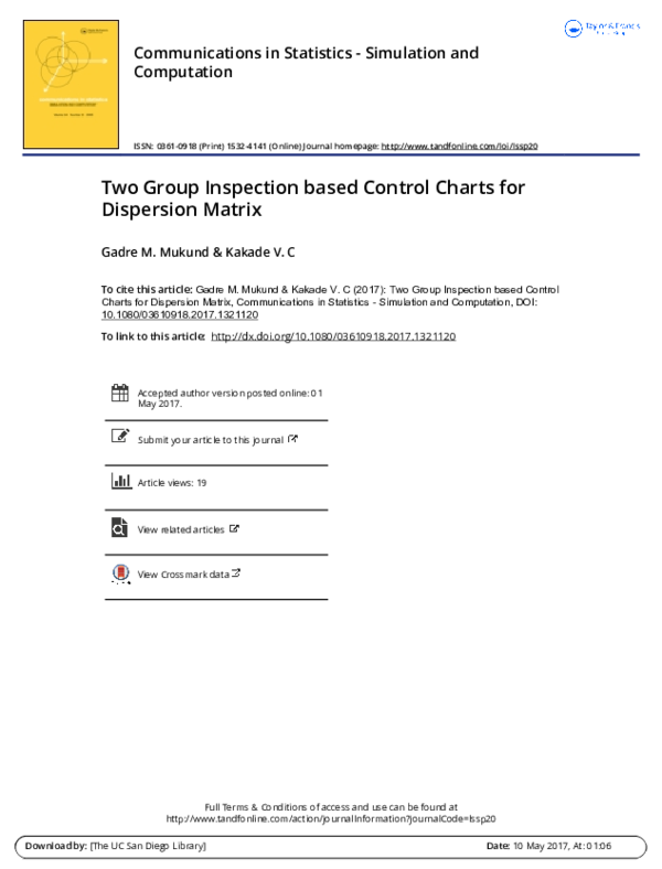 (PDF) Two group inspection-based control charts for dispersion matrix