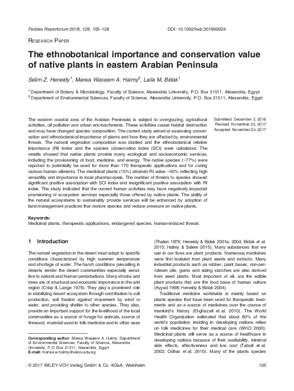 (PDF) The ethnobotanical importance and conservation value of native ...