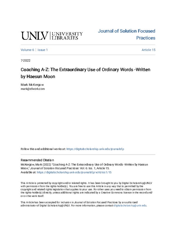 (PDF) Coaching A-Z: The Extraordinary Use of Ordinary Words by Haesun Moon