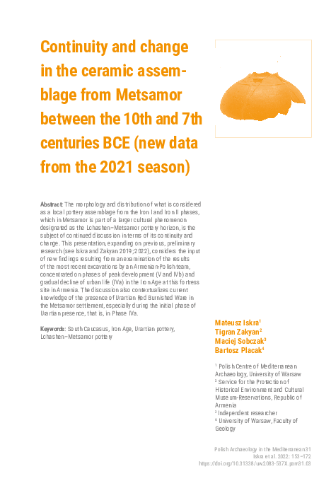 (PDF) Continuity and change in the ceramic assemblage from Metsamor ...