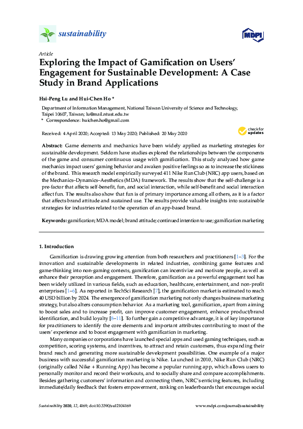 (PDF) Exploring the Impact of Gamification on Users’ Engagement for ...