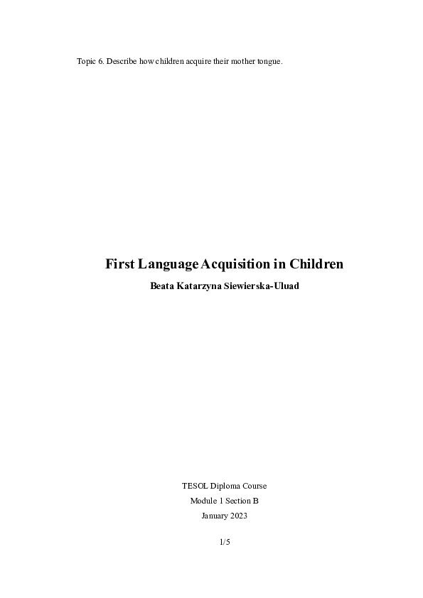 (PDF) First Language Acquisition in Children