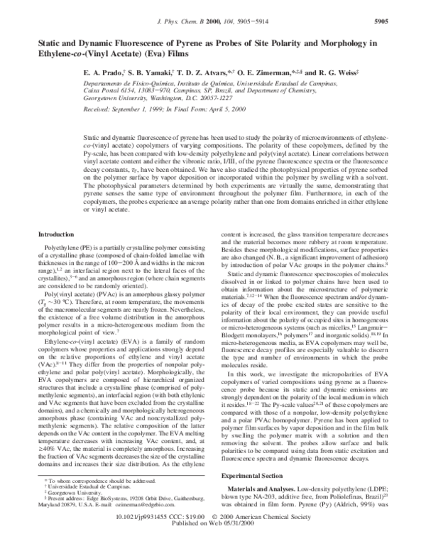 (PDF) Static and Dynamic Fluorescence of Pyrene as Probes of Site ...