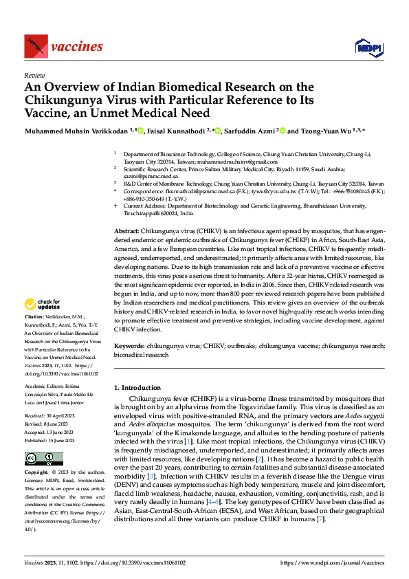 (PDF) An Overview of Indian Biomedical Research on the Chikungunya ...