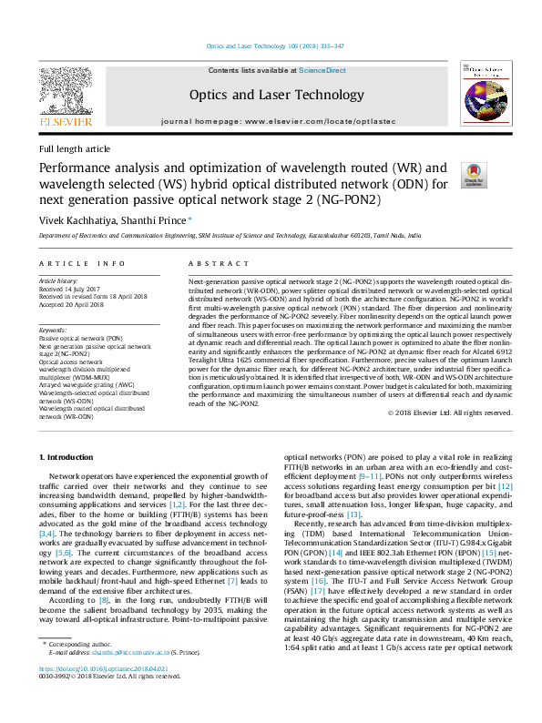 (PDF) Performance analysis and optimization of wavelength routed (WR ...