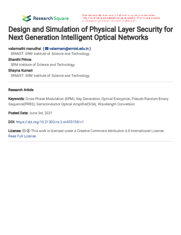 Pdf Design And Simulation Of Physical Layer Security For Next