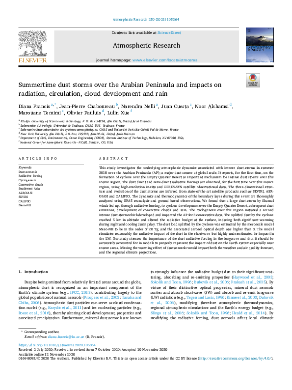 (PDF) Summertime dust storms over the Arabian Peninsula and impacts on ...