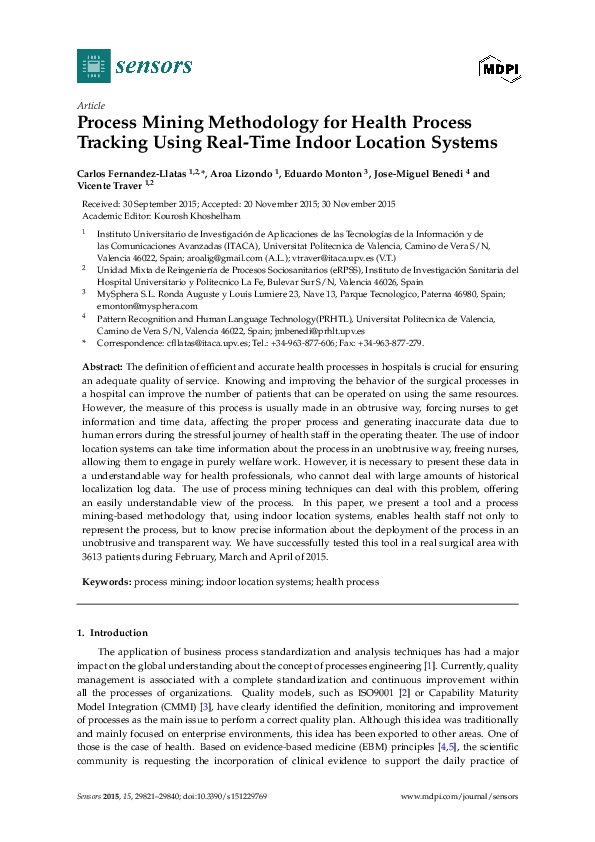 (PDF) Process Mining Methodology for Health Process Tracking Using Real-Time Indoor Location Systems