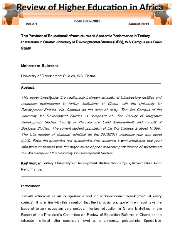 (PDF) The Provision of Educational Infrastructure and Academic ...