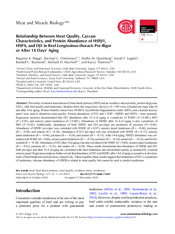 (PDF) Relationship Between Meat Quality, Carcass Characteristics, and ...
