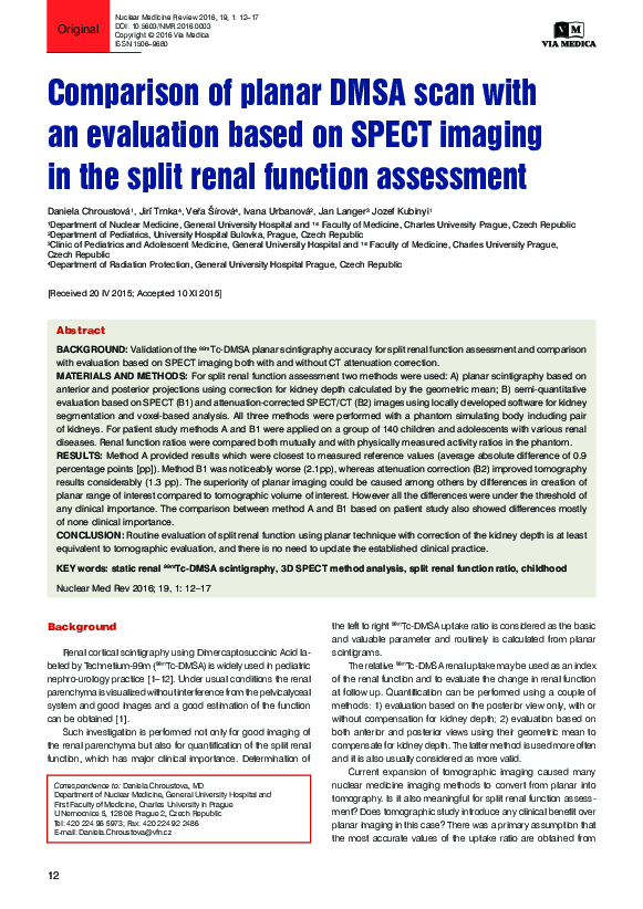 (PDF) Comparison of planar DMSA scan with an evaluation based on SPECT ...