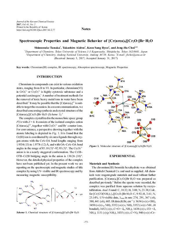(PDF) Spectroscopic Properties and Magnetic Behavior of [Cr(urea)6 ...