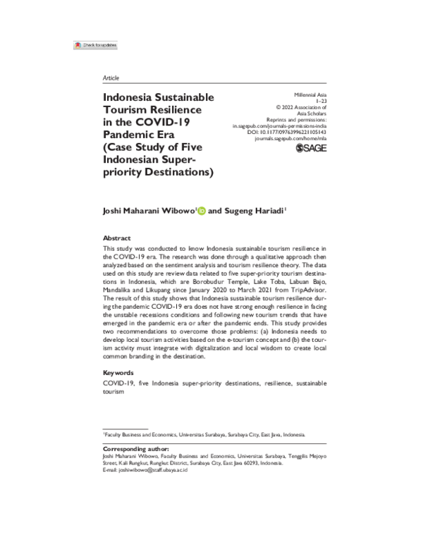 (PDF) Indonesia Sustainable Tourism Resilience in the COVID-19 Pandemic ...