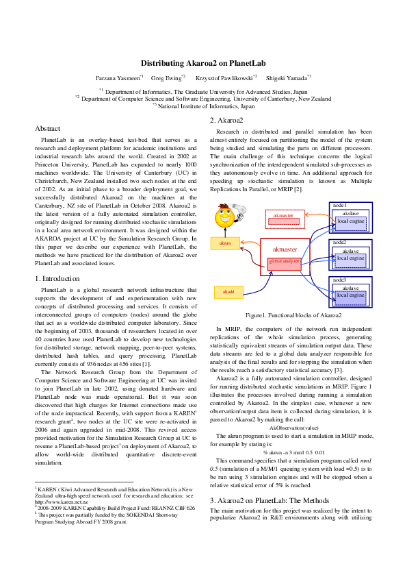 (PDF) Distributing Akaroa2 on PlanetLab