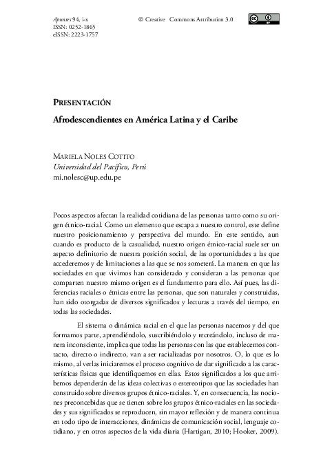 (PDF) Presentación: Afrodescendientes en América Latina y el Caribe