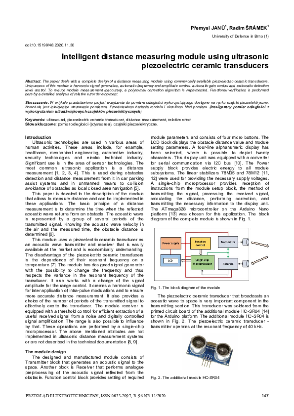(PDF) Intelligent distance measuring module using ultrasonic ...