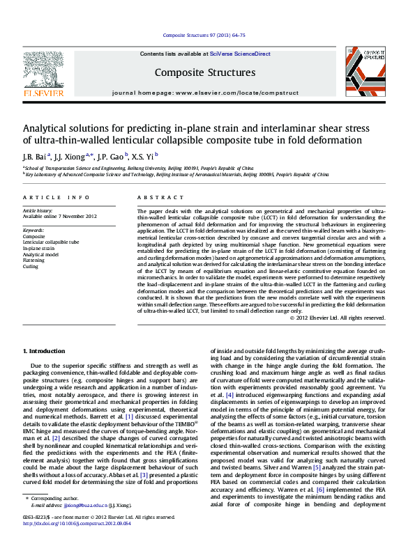 (PDF) Analytical solutions for predicting in-plane strain and ...